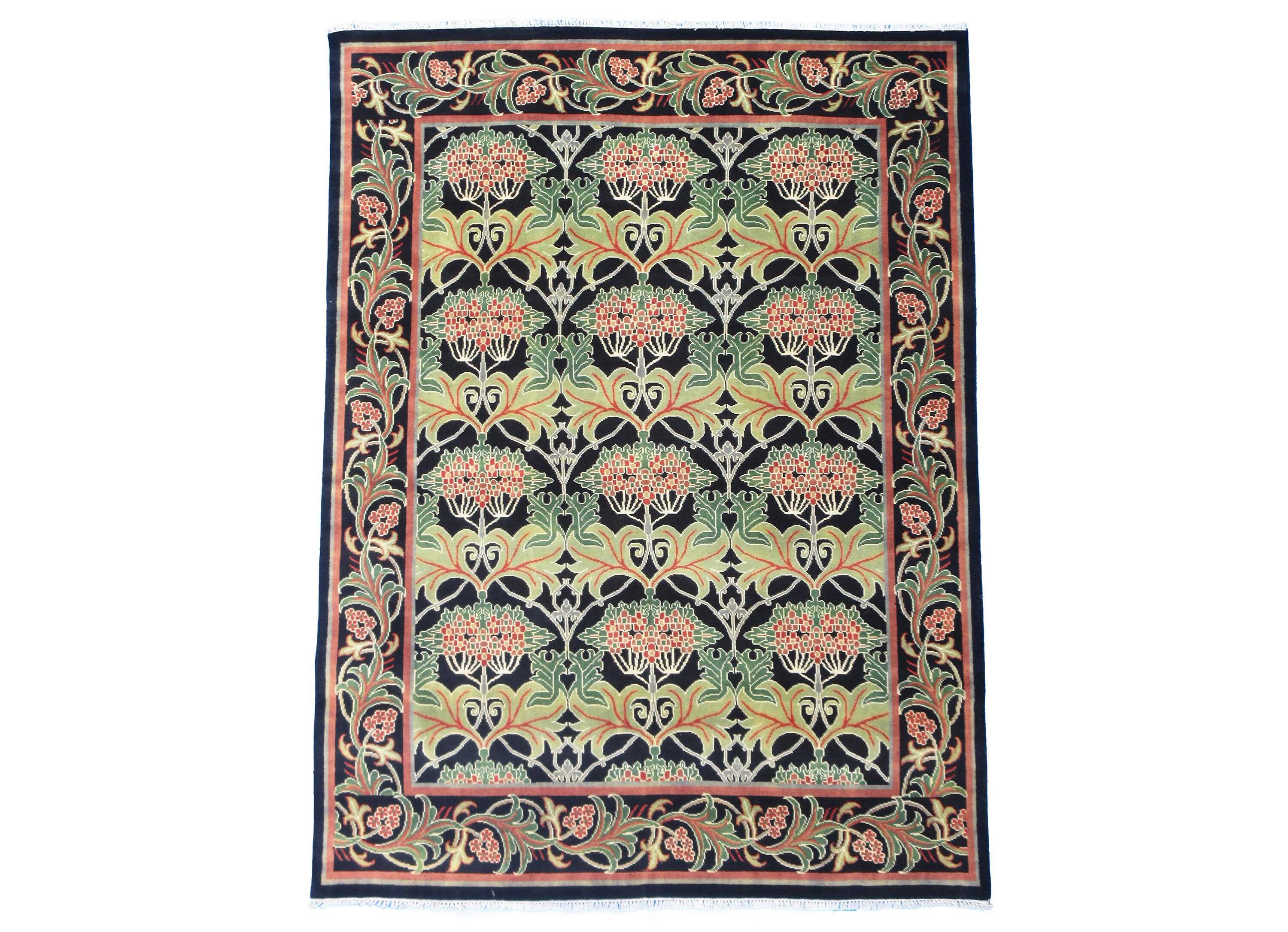William Morris Inspired Area Rug Hand-knotted Wool Oriental Carpet - Etsy