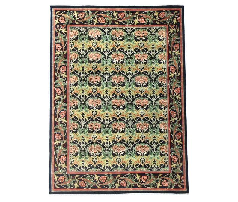 William Morris Inspired Area Rug Hand-knotted Wool Oriental Carpet - Etsy
