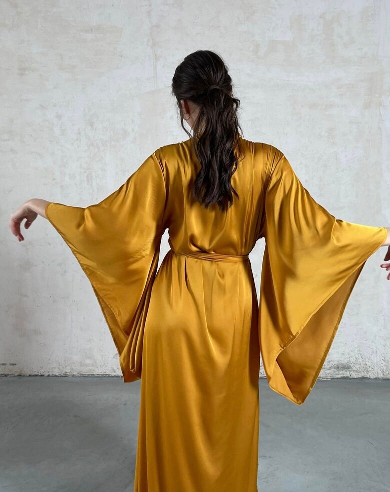 Silky Goth Robe Gothic Robe Red Silk Robe Long - Etsy