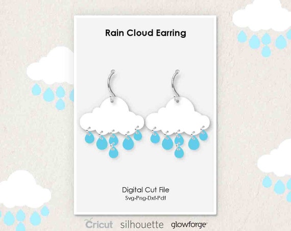 Rain Cloud Earring Svg Dxf Pdf Png Formats Cricut - Etsy