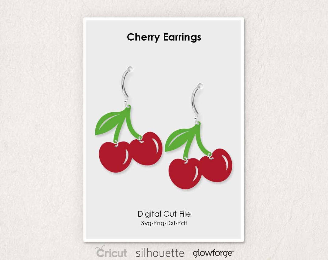 Cherry Earrings, Fruit, Svg Dxf Pdf Png Formats, Cut, Cricut ...