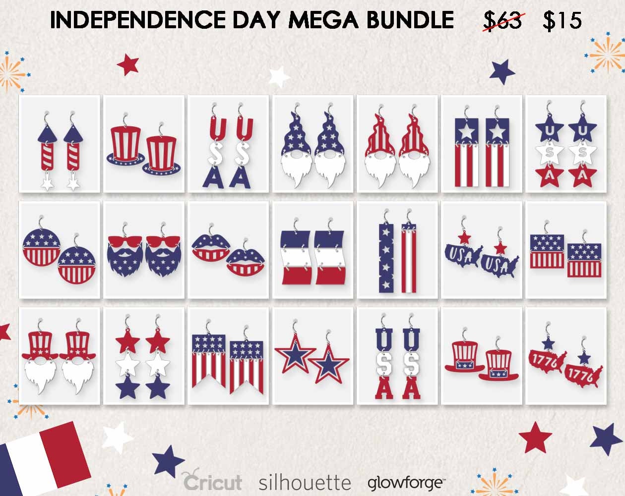 Independence Day MEGA BUNDLE All USA Earrings in Shop Cut - Etsy