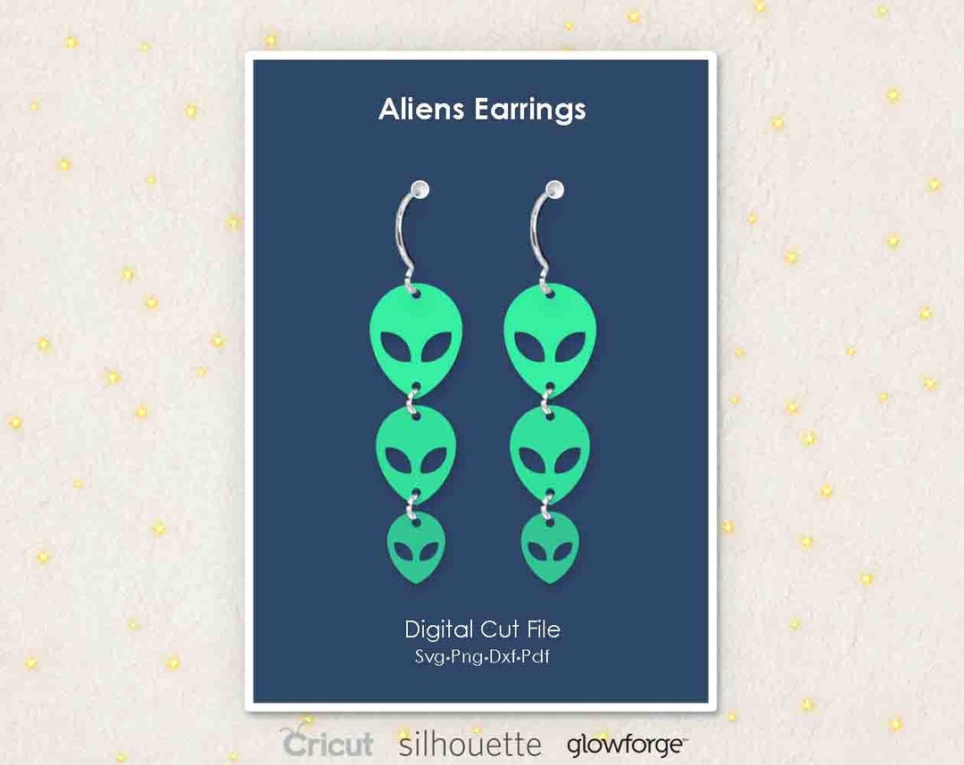 Aliens Earrings, Alien Earring, Space, Pieces, Svg Dxf Pdf Png Formats ...