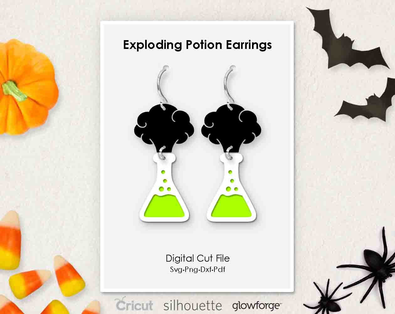 Exploding Potion Halloween Stacked Earring Svg Dxf Pdf Png - Etsy