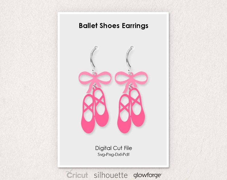 Ballet Shoes Earrings, Ballerina Shoe, Svg Dxf Pdf Png Formats, Cut ...