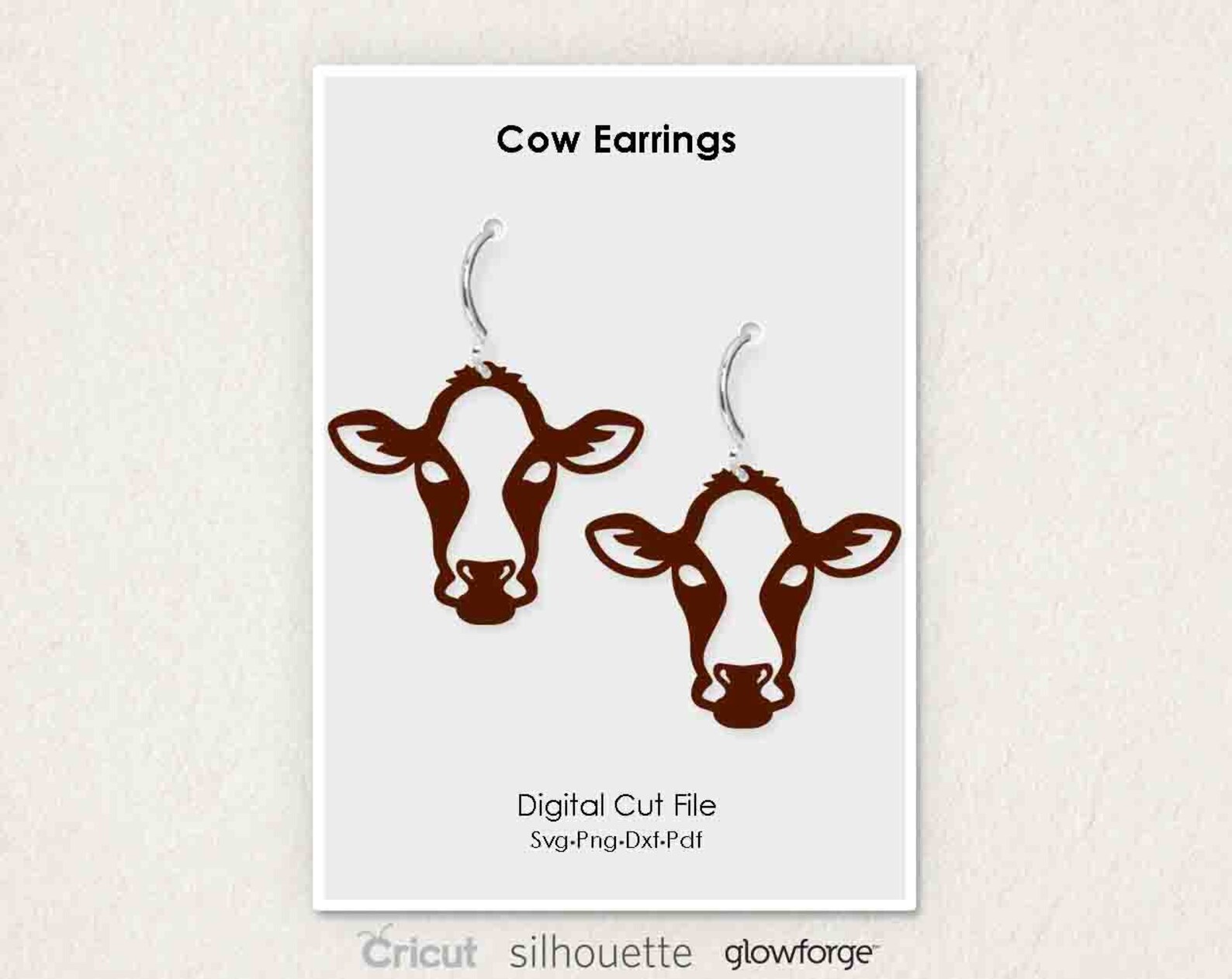 Cow Earrings Animal Earring Cow Face Svg Dxf Pdf Png - Etsy