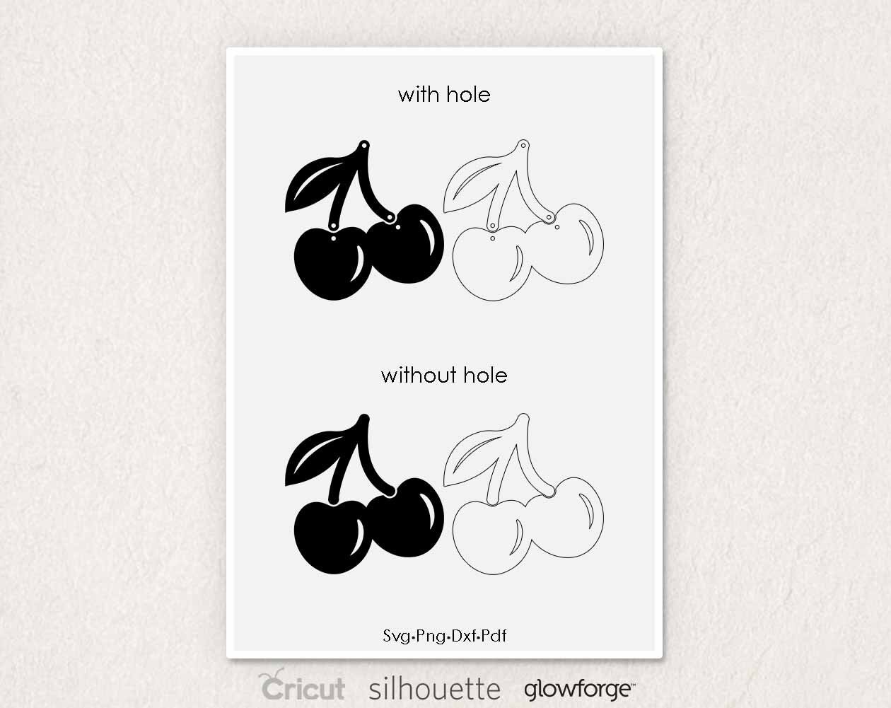 Cherry Earrings, Fruit, Svg Dxf Pdf Png Formats, Cut, Cricut ...