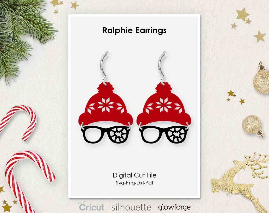 Christmas Story, Ralphie's Broken Glasses Hat Earring, Svg Dxf Pdf Png ...