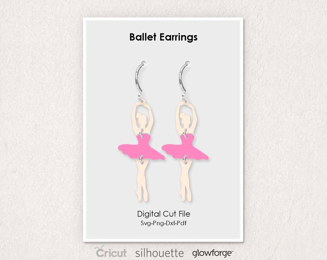 Ballet Earrings, Ballerina, Svg Dxf Pdf Png Formats, Cut, Cricut ...
