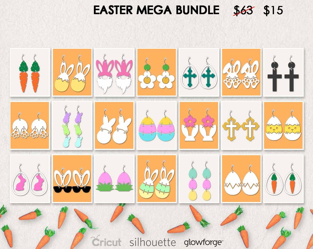 EASTER MEGA BUNDLE, All Easter Earrings in Shop, Cut File, Cricut, Silhouette, Glowforge, Laser ...