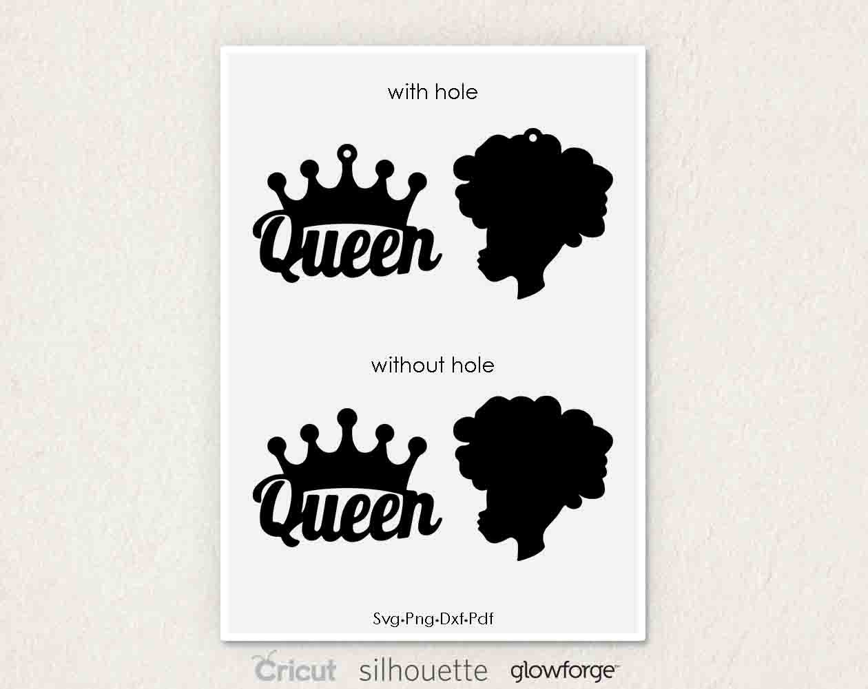 BLM Afro Queen Crown Earring, Svg Dxf Pdf Png Formats, Cricut ...