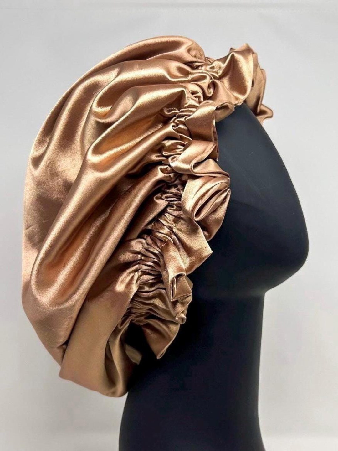 Champagne Gold Satin Bonnet – Luxury Satin Sleep Bonnet for Curly ...