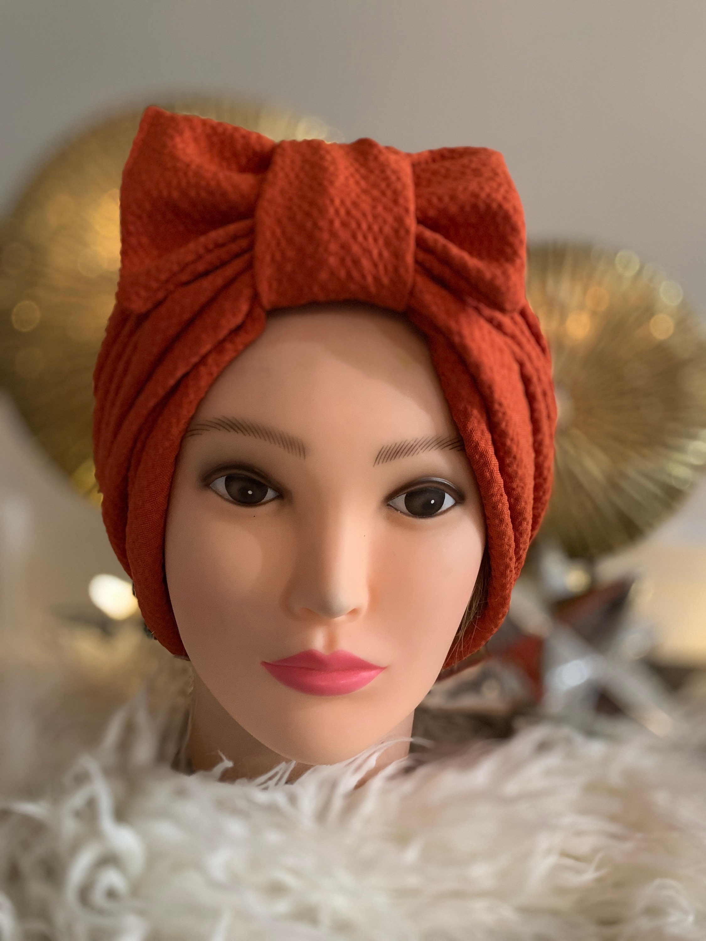 Turban Women Pleated Bow Turban Head Band Head Wrap Turban - Etsy
