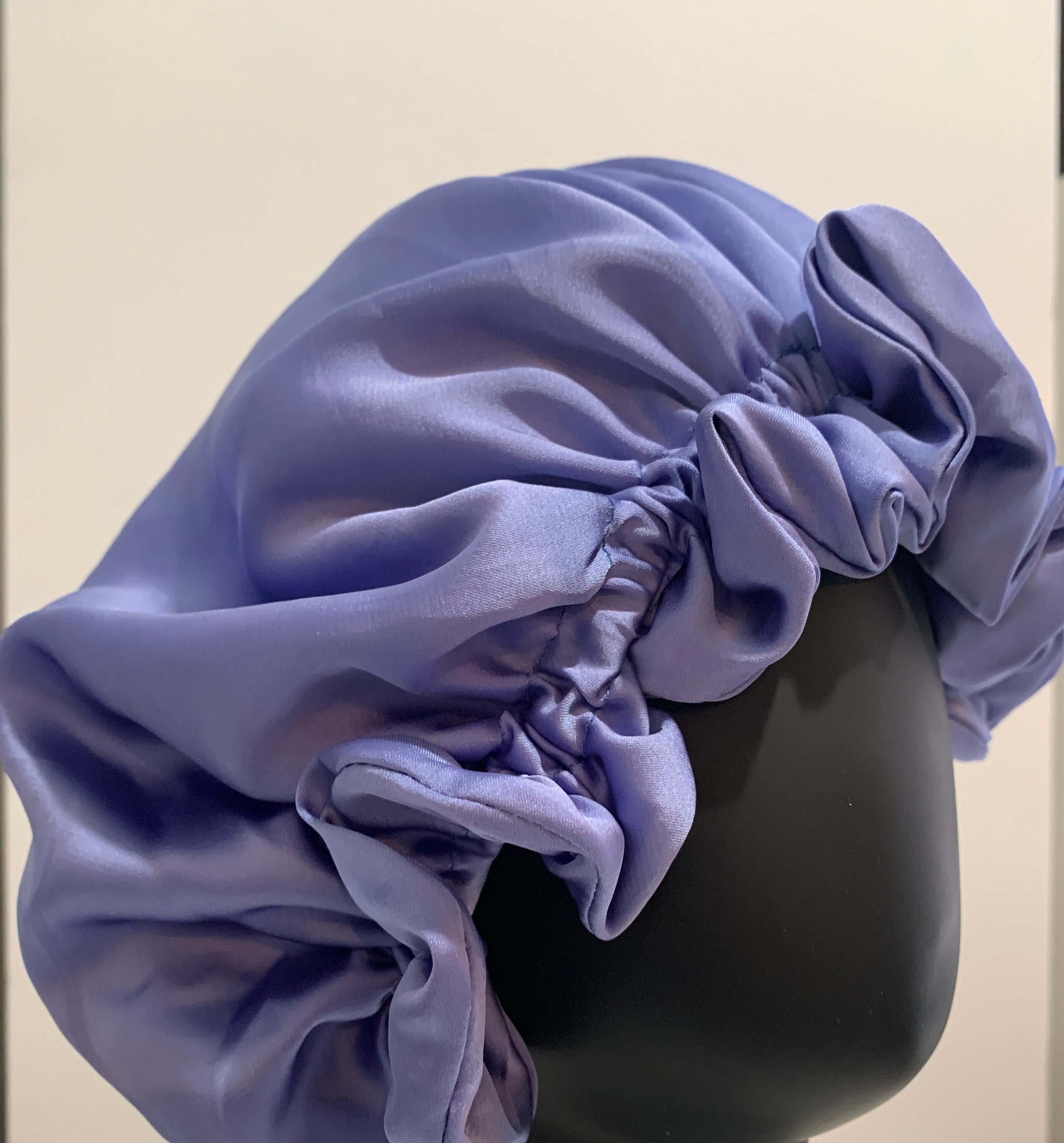 XL Silky Satin Hair Bonnet: Rose Gold Ruffled Double Layer Adjustable ...