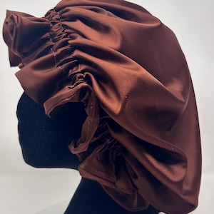 Extra Large Brown Silk Bonnet: Adjustable Double Layer Sleep Cap - Etsy