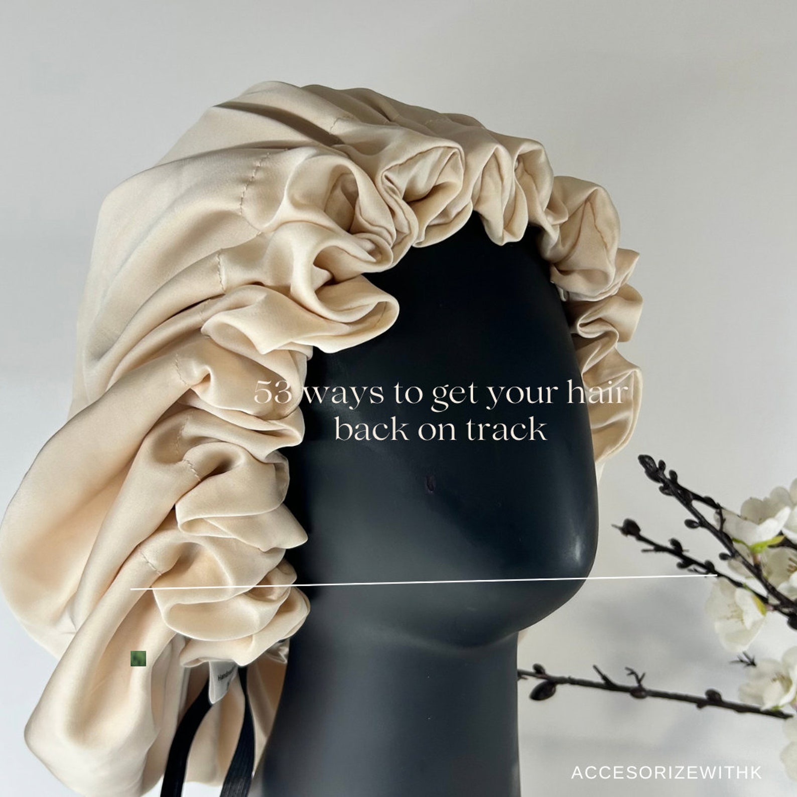 XL Silky Satin Hair Bonnet: Rose Gold Ruffled Double Layer Adjustable ...