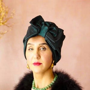 Green Raw Silk Turban With Detachable Bow - Etsy