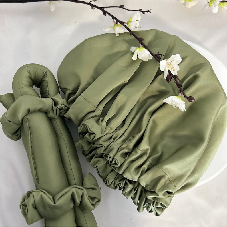 Vegan Silk Heatless Curling Ribbon Set: Overnight Hair Bonnet - Etsy