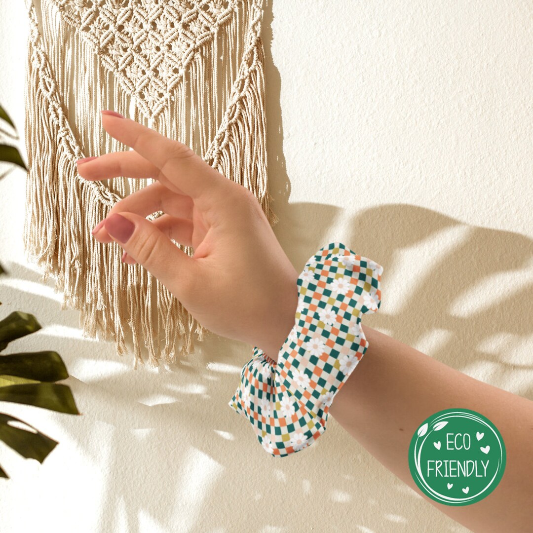 Retro Vibes Ribbon Scrunchie, Colorful Curly Hair Scrunchie, Straight ...