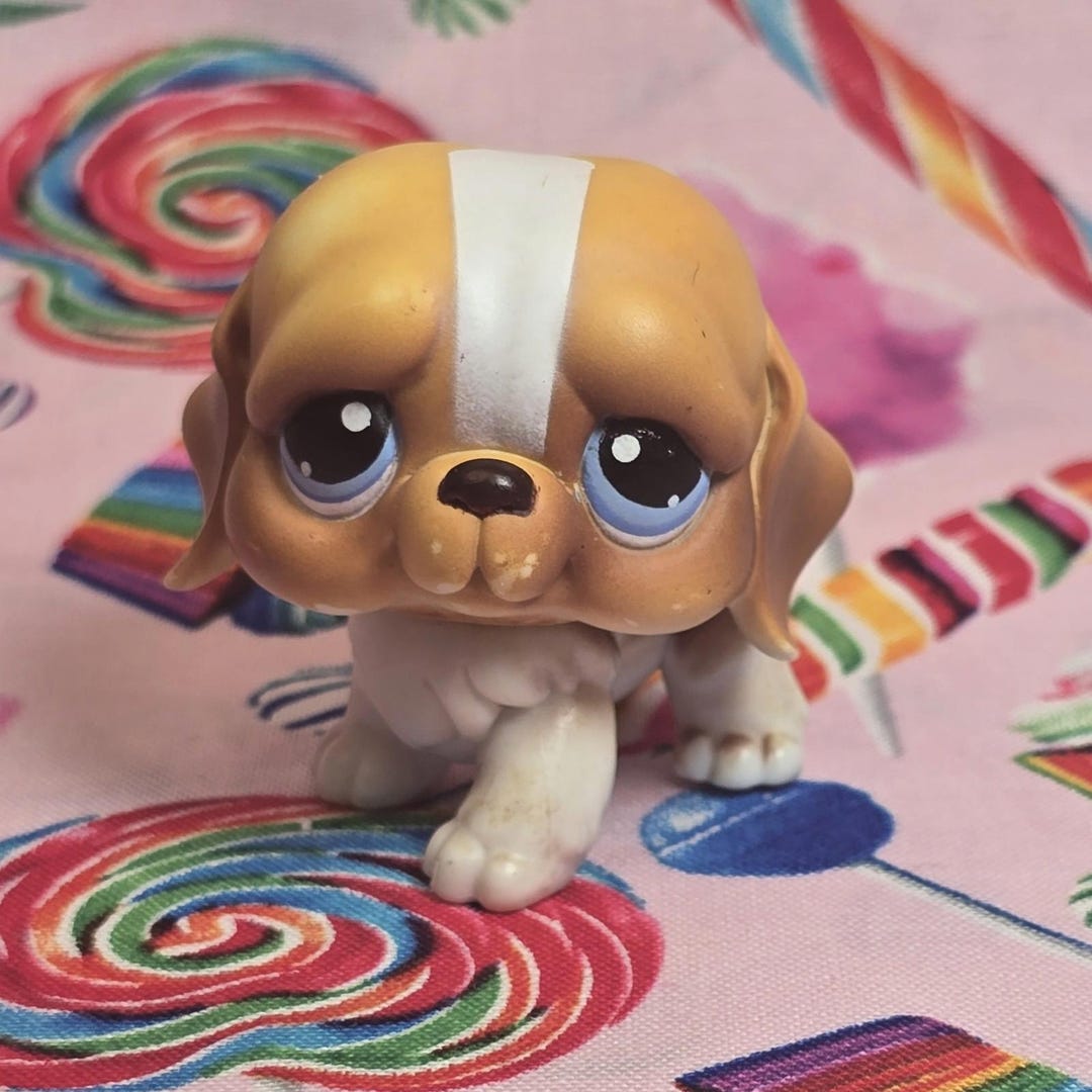 Littlest Pet Shop Authentic LPS #76 Brown Orange White St Bernard Dog ...