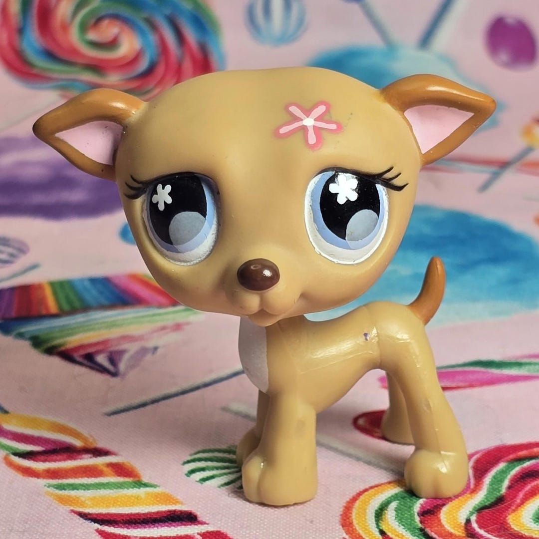 Littlest Pet Shop Authentic LPS #498 Brown Tan Greyhound Dog Flower ...