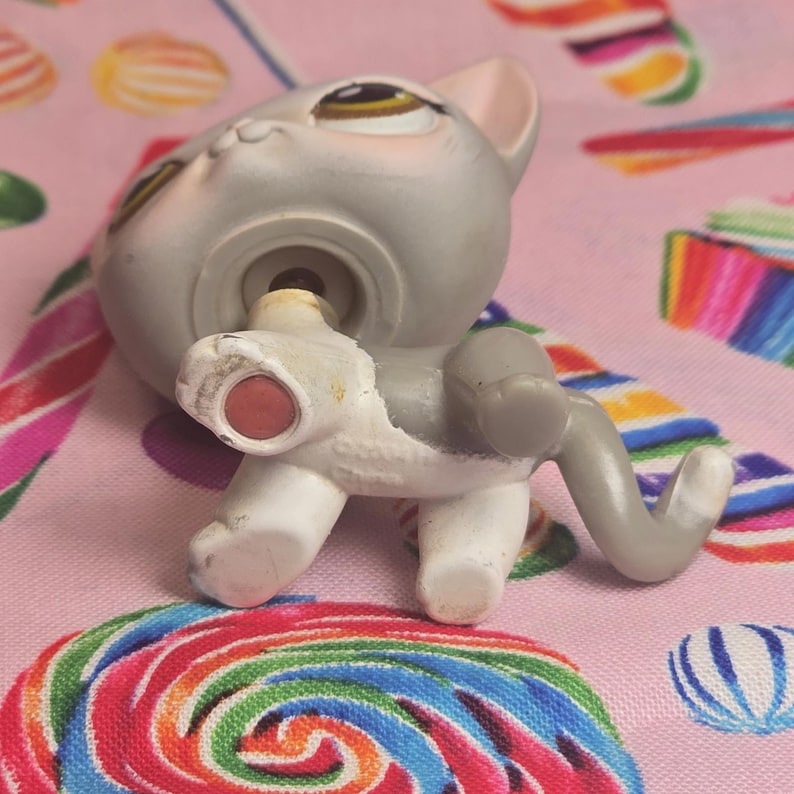 Littlest Pet Shop Authentic LPS #138 Gray White Pink Shorthair Cat ...