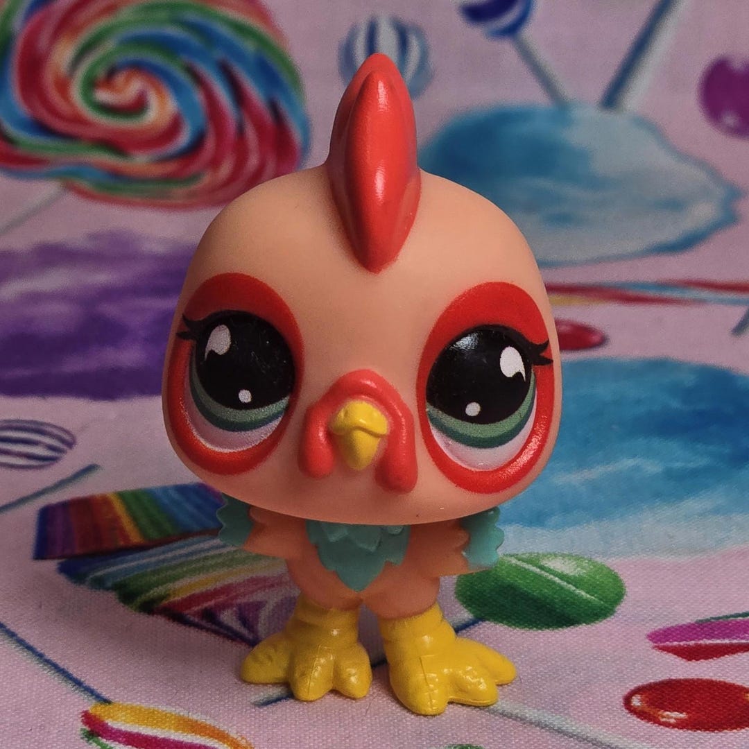 Littlest Pet Shop Authentic LPS G7 #164 Orange Teal Rooster Green ...
