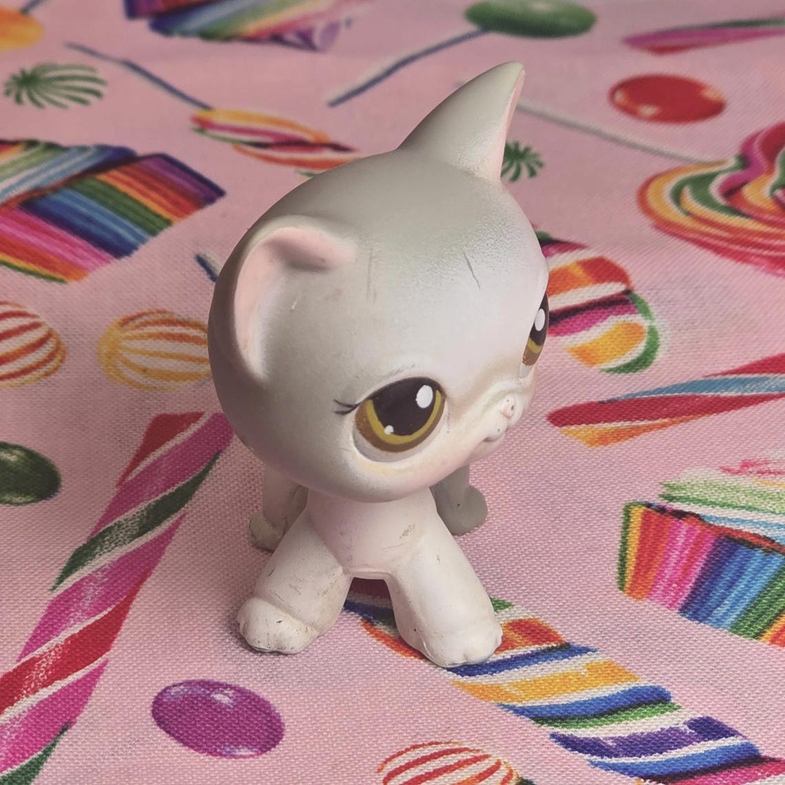 Littlest Pet Shop Authentic LPS #138 Gray White Pink Shorthair Cat ...