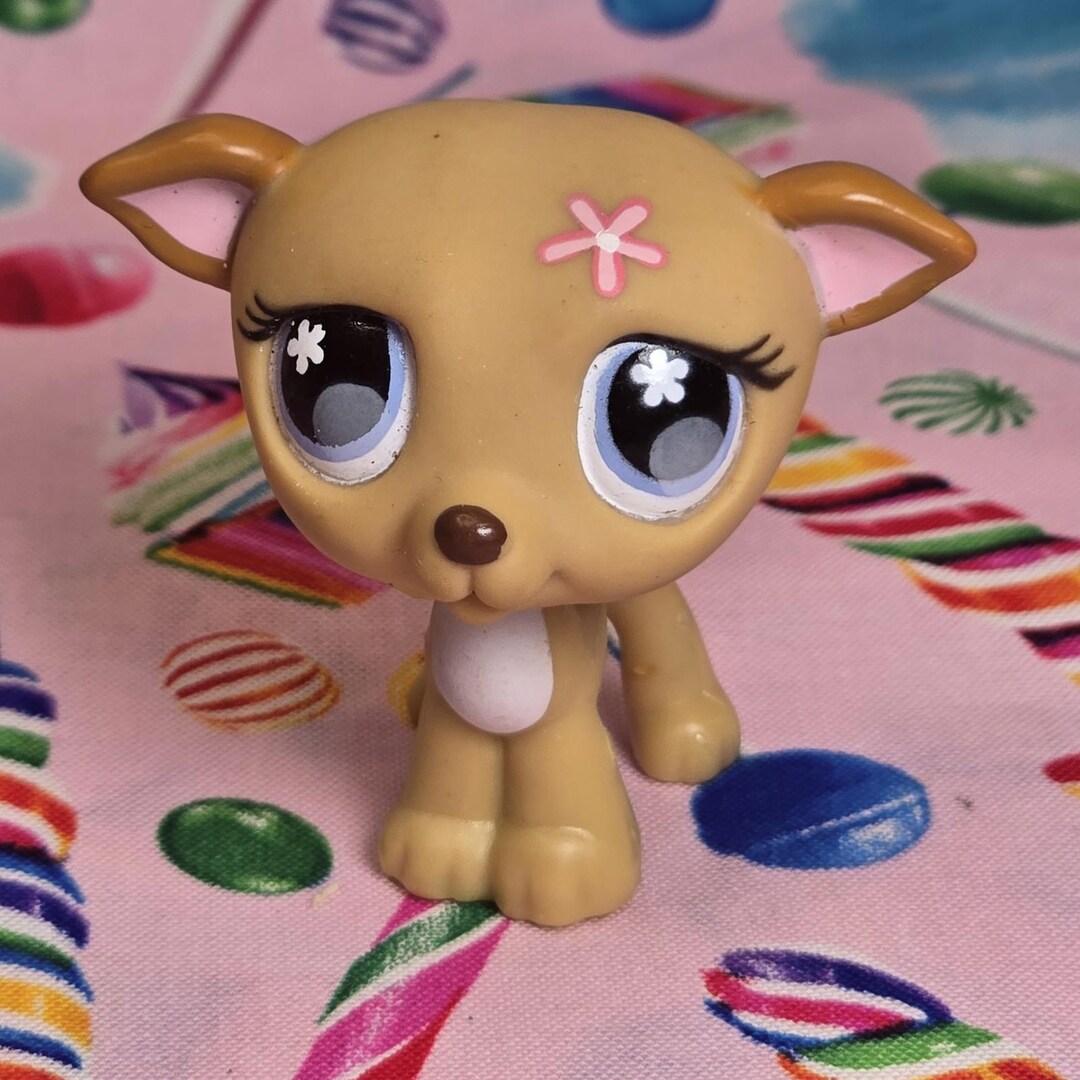 Littlest Pet Shop Authentic LPS #498 Brown Tan Greyhound Dog Flower ...