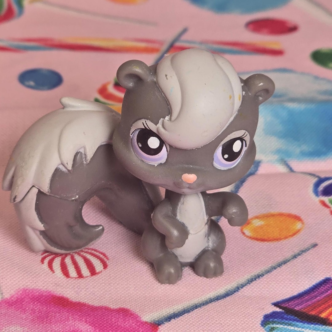 Littlest Pet Shop Authentic LPS #132 Gray White Squirrel Purple Pink ...