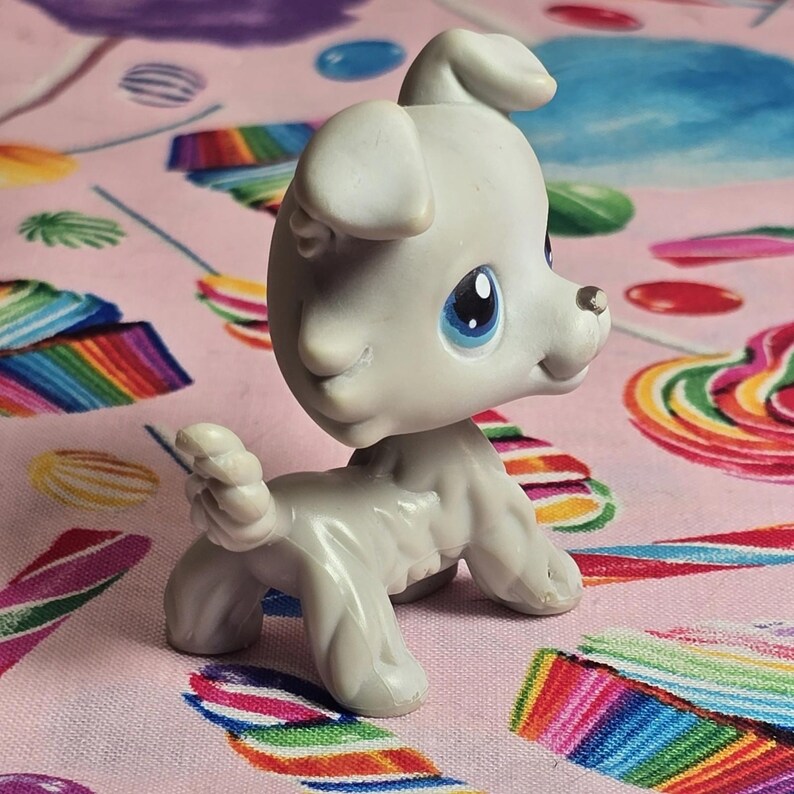 Littlest Pet Shop Authentic LPS #363 White Gray Collie Dog Blue Eyes ...