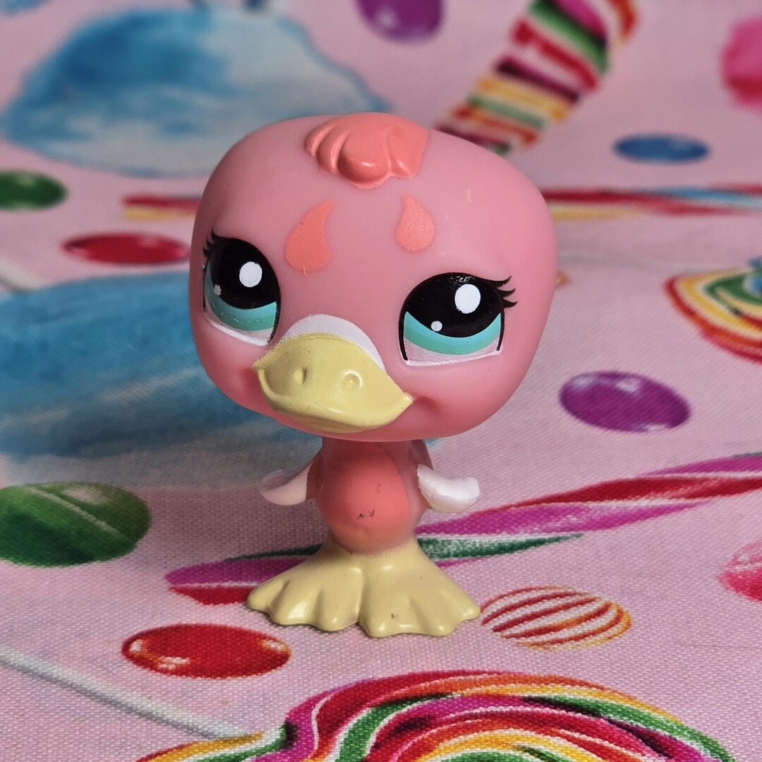 Littlest Pet Shop Authentic LPS #1923 Pink Duck Swim N Fish Teal Eyes ...