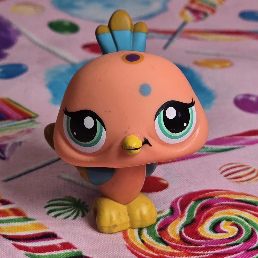 Littlest Pet Shop Authentic LPS #1462 Peacock Bird Pink Orange Blue ...