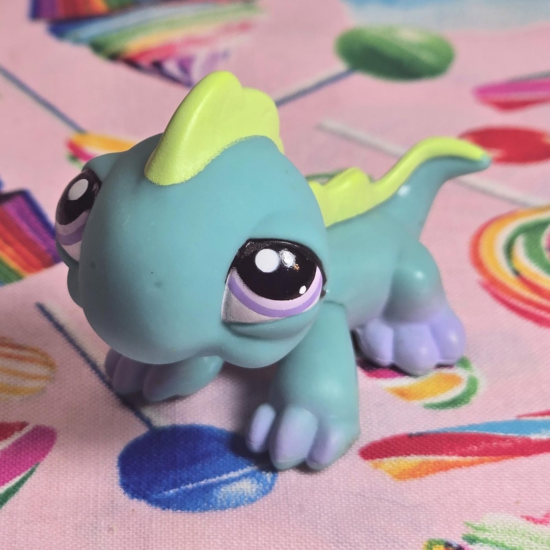Littlest Pet Shop Authentic LPS #1319 Iguana Blue Purple Green Lizard ...