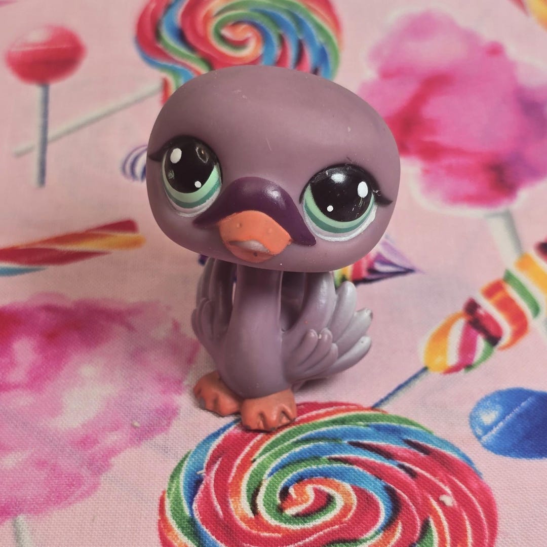 Littlest Pet Shop Authentic LPS #1400 Purple Swan Special Edition Teal ...