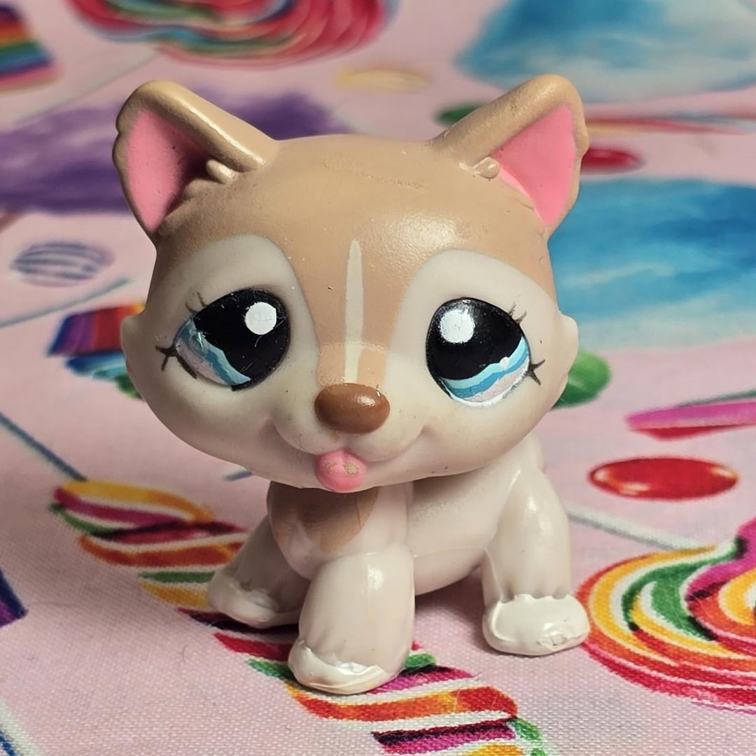 Littlest Pet Shop Authentic LPS #1012 Husky Mommy Tan Brown Cream Dog ...