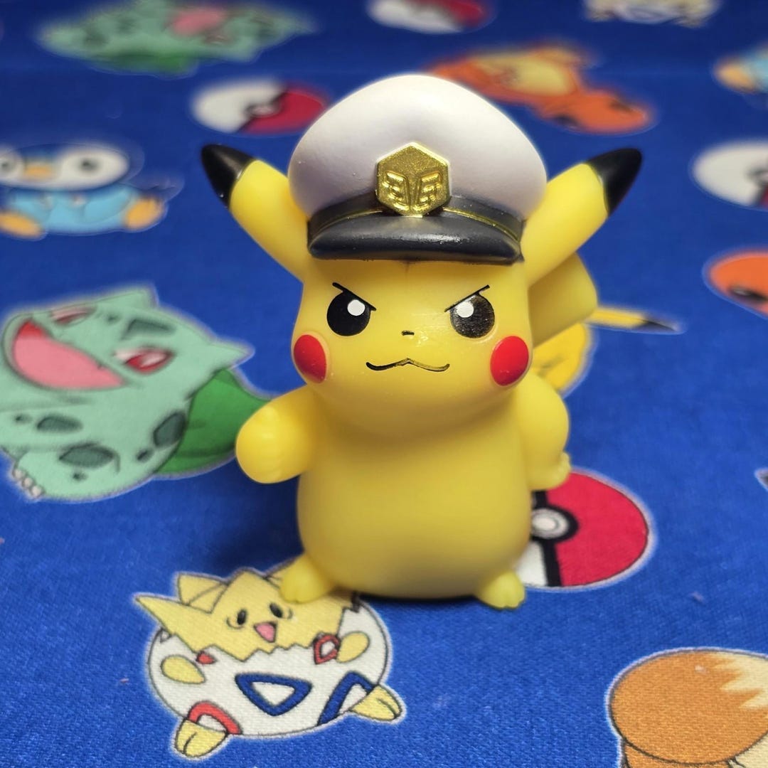 Pokemon Captain Pikachu Figure Finger Puppet 2024 Nintendo Bandai PVC ...
