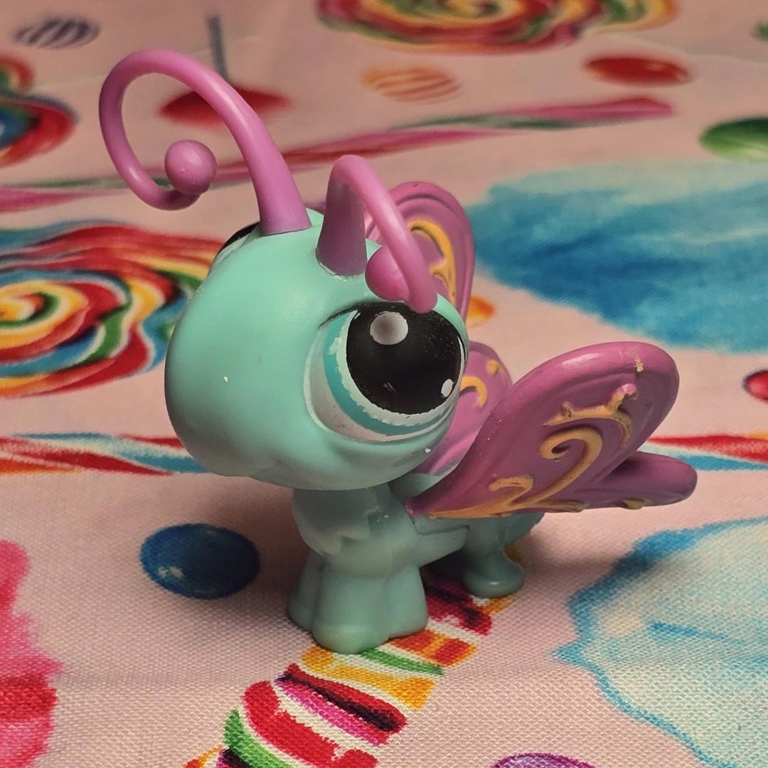 Littlest Pet Shop Authentic LPS #355 Blue Butterfly Pink Swirl Wings ...