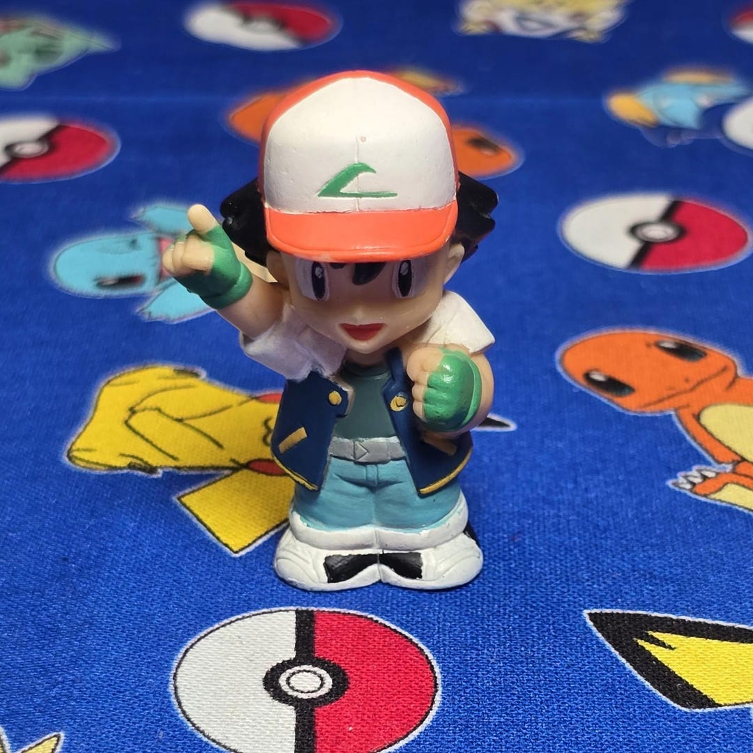 Pokemon Ash Ketchum Figure Finger Puppet 1998 Nintendo Bandai Vintage ...