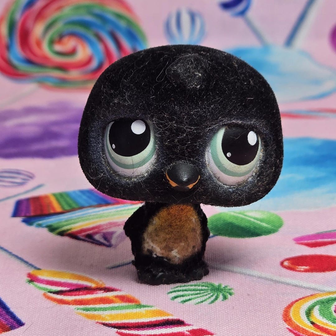 Littlest Pet Shop Authentic LPS #333 Penguin Black Flocked Fuzzy Real ...