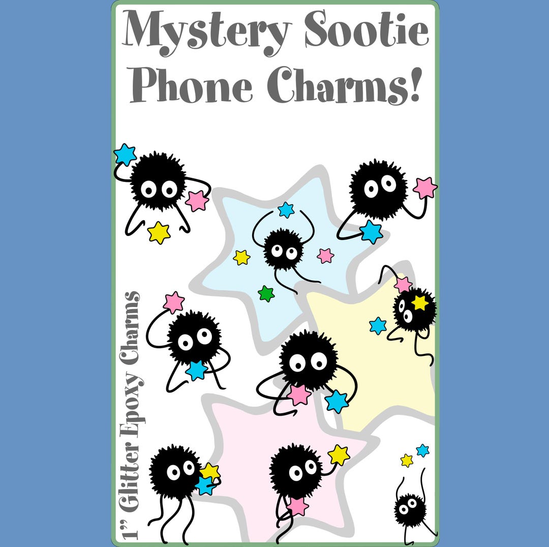 MYSTERY GACHA Soot Sprite 1'' Mini Glitter Epoxy Acrylic Phone Charm ...
