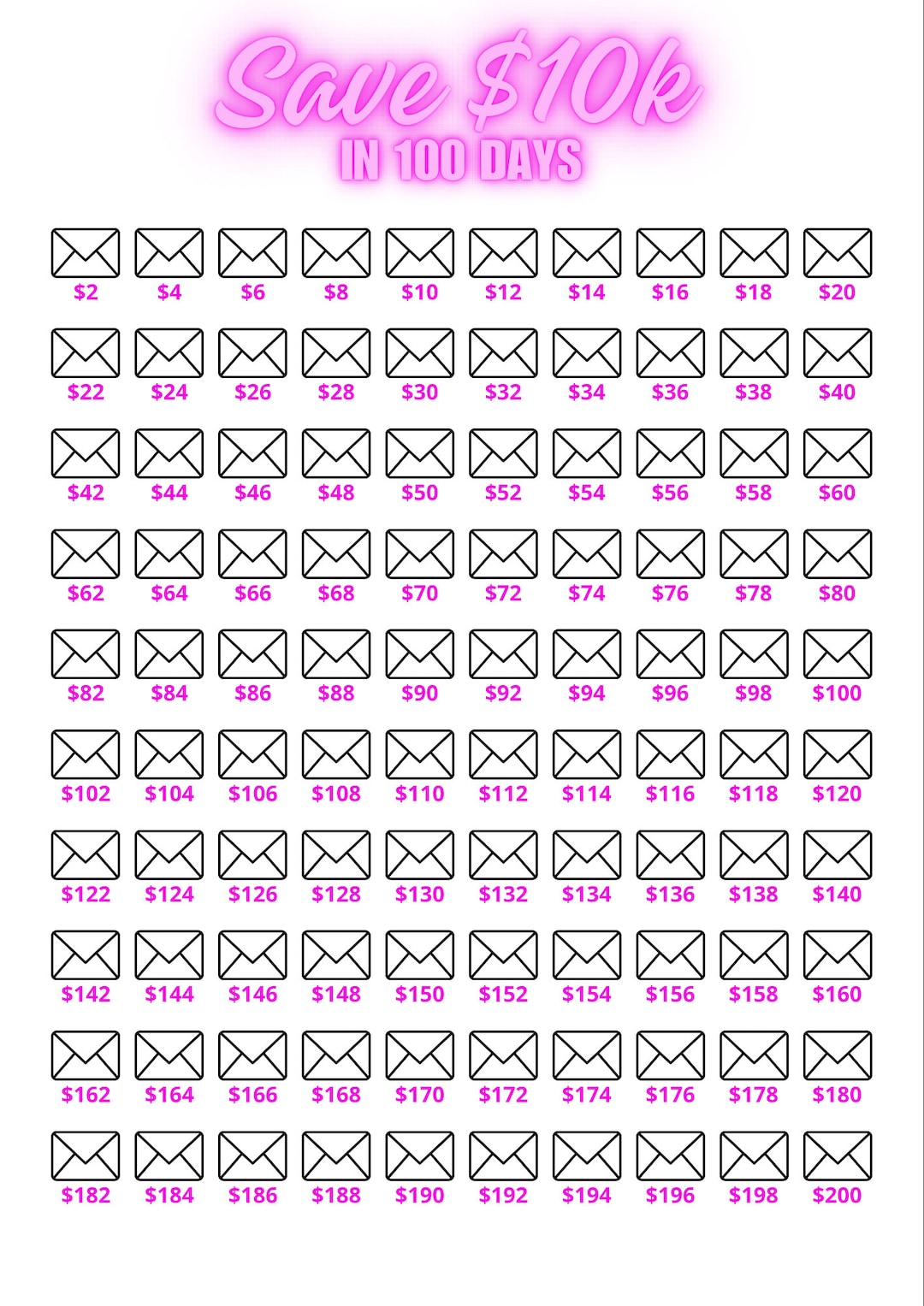 Printable DIGITAL DOWNLOAD Template Saving Challenge / Money Saving ...