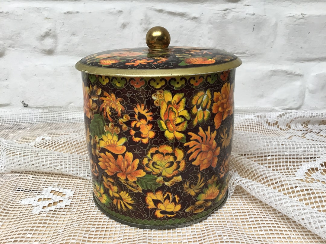 Vintage Tin Box, Pretty Old Flower Tin, Vintage Tin, Decorative Box ...