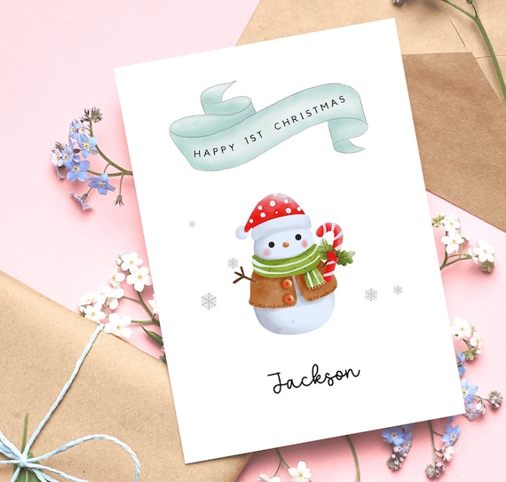 Personalized Happy 1st Christmas Card for a Special Child - Etsy