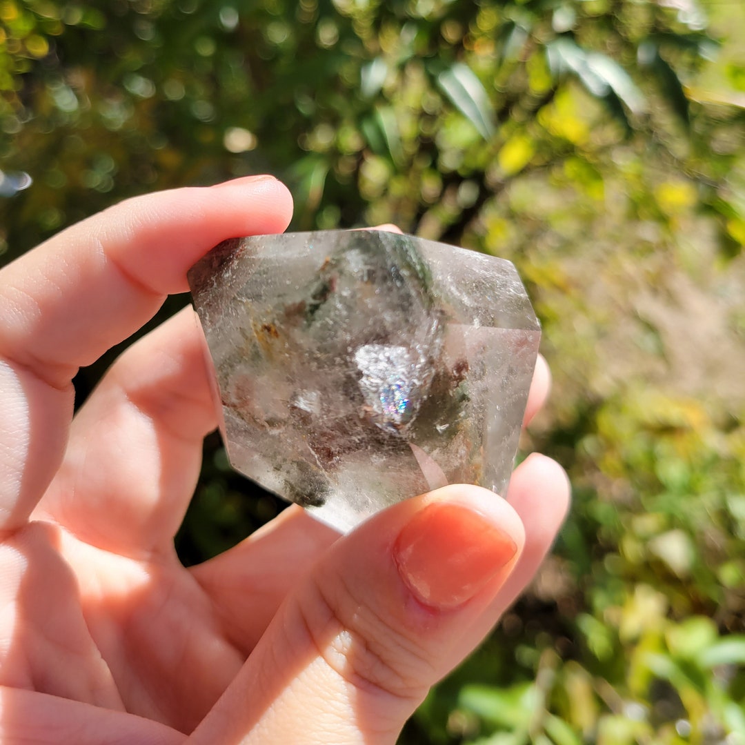 Faceted Garden Quartz Free Form, Scenic Quartz, Lodolite - Etsy