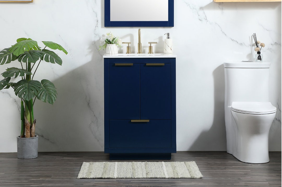 Elegant Décor 24-inch Single Bathroom Vanity in Blue/grey/white -blake ...