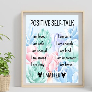 Positive Self-talk Watercolor Succulent Poster Display | Positive ...