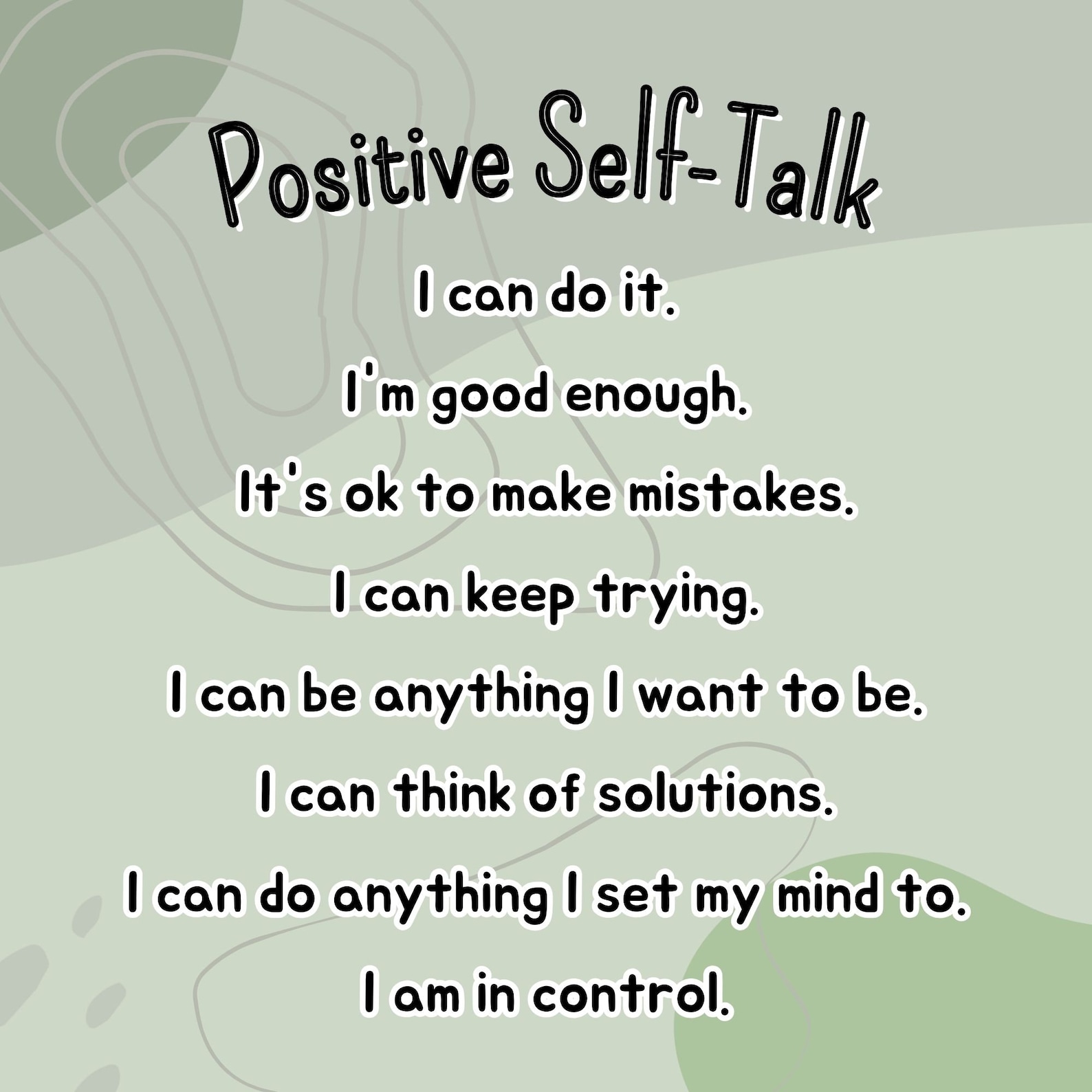 Positive Self-talk Statements Digital Poster | School Counseling Poster ...