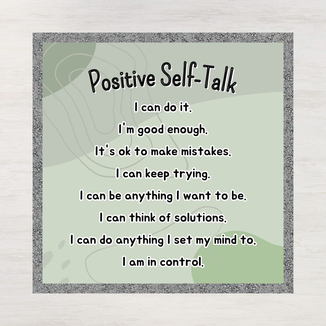 Positive Self-talk Statements Digital Poster | School Counseling Poster ...
