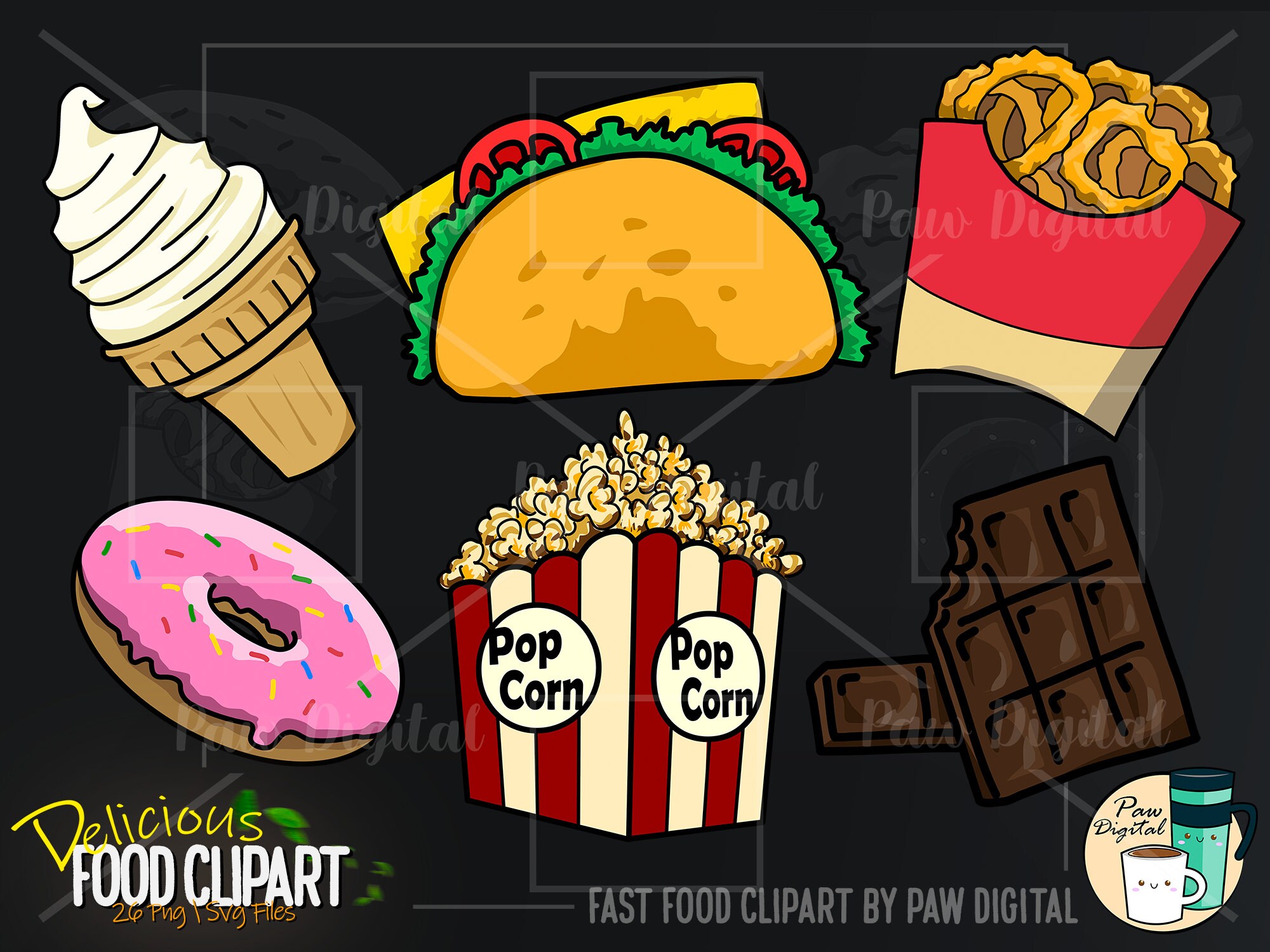 Fast Food Clipart Set Digital Download SVGPNG Files - Etsy Australia